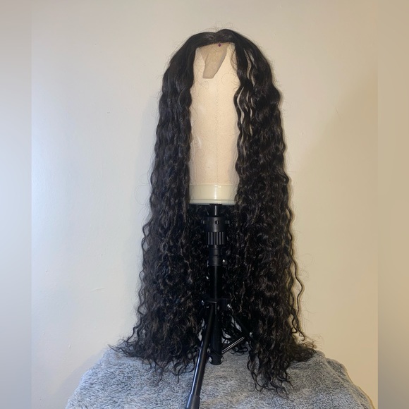 Hair | 32 Inches Middle Part Deep Wave Crimp Black Wig Upgrade ...